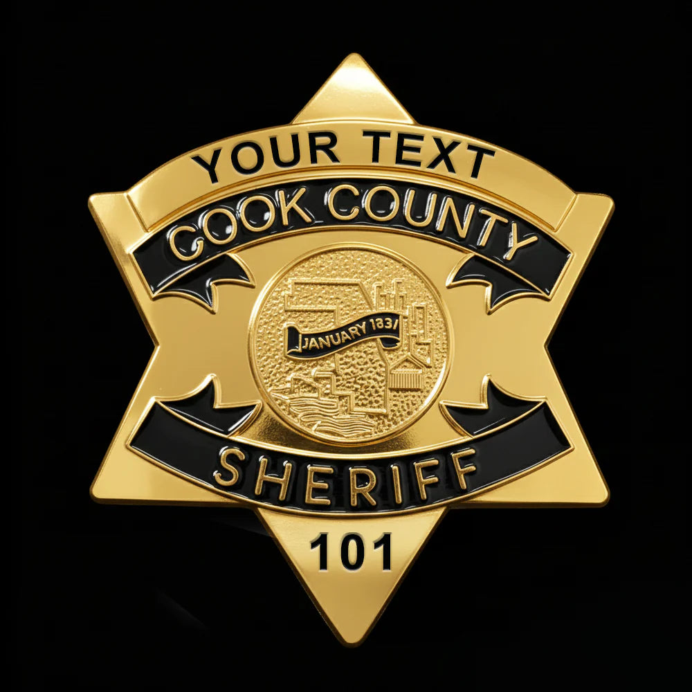 CCSO Cook County Sheriff Star Gold Badge Customizable Number Moive Pro ...