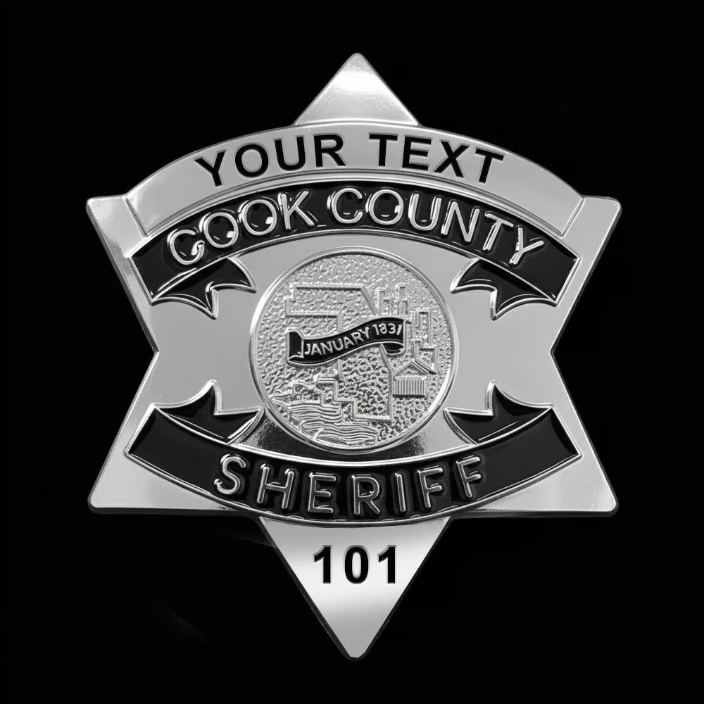 CCSO Cook County Sheriff Star Gold Badge Customizable Number Moive Pro ...