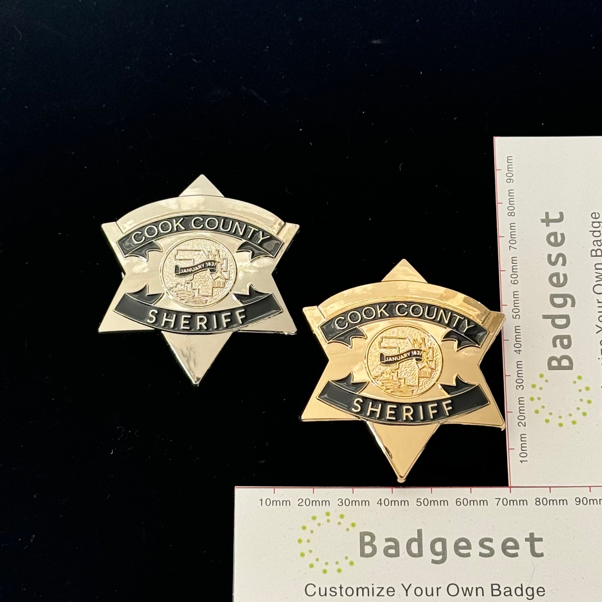 CCSO Cook County Sheriff Star Gold Badge Customizable Number Moive Pro ...